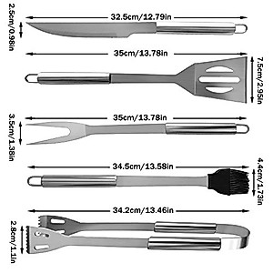SDLQY-BBQ Grilling Tools Set - Stainless Steel Grilling Accessories with Free Portable Bag. (5PCS)
