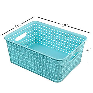 Vababa Plastic Storage Baskets/Storage Bins, Pack for 6