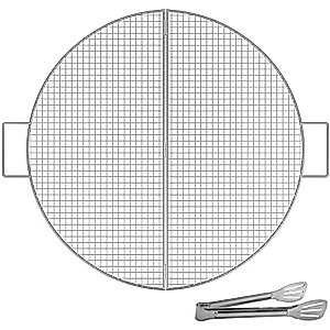 VEVOR Fire Pit Cooking Grill Grate 24 Inch, Foldable Round Cooking Grate, Stainless Steel Tight Grid Campfire BBQ Grill with Portable Handle for Outdoor Picnic Party & Gathering, Silver