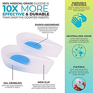 BraceAbility Heel Spur Cups | Medical-Grade Silicone Plantar Fasciitis Insole Cushion Pads, Gel Foot Orthotic & Shoe Insert Protectors (Pair - Medium)