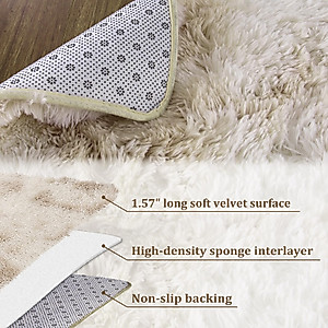 CAROMIO 9x12 Fluffy Area Rugs for Living Room Modern Plush and Thick Faux Fur Shag Rug Non-Slip Tie Dye Carpet for Bedroom, Fuzzy Shaggy Rugs for Kids Nursery Dorm, Beige Taupe