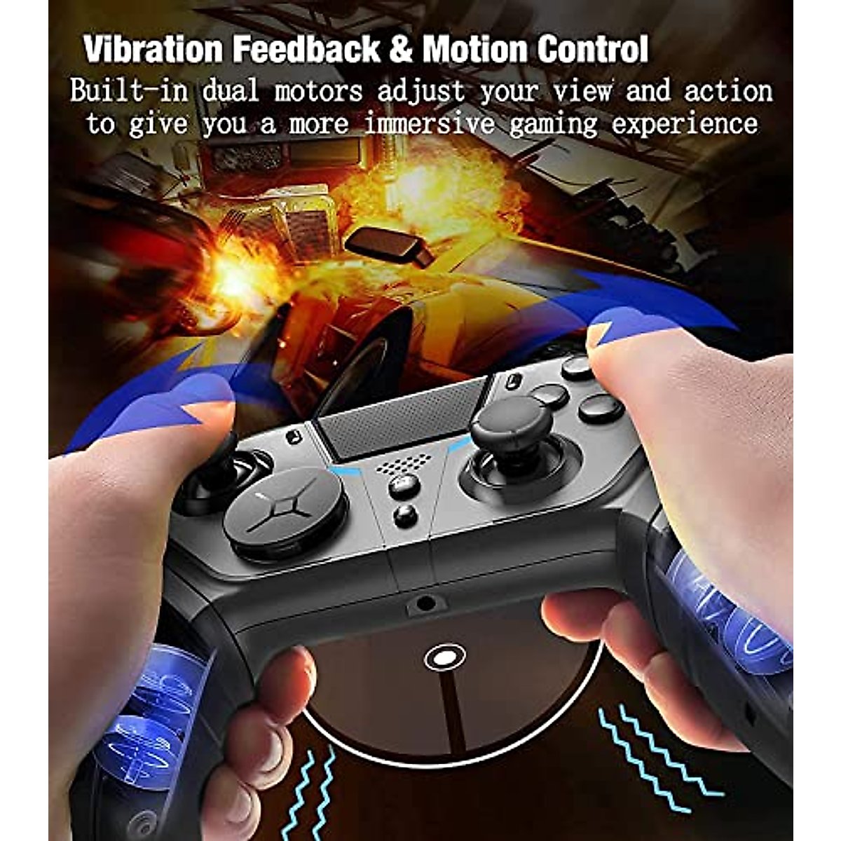 COWBOX 【2021 Upgraded Version】 Wireless P4 Controller with 3 Programmable Back Buttons and 1 Sensitivity-Control Back Button, Game Controller Remote with Turbo/Gyro/HD Dual Vibration/Touch Panel/LED