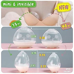 haakaa Ladybug Milk Collector Mini Version,Silicone Breast Shells,Breast Milk Collecting Shells,Nursing Cup for Breastfeeding,40ml,2PCS,More Invisible