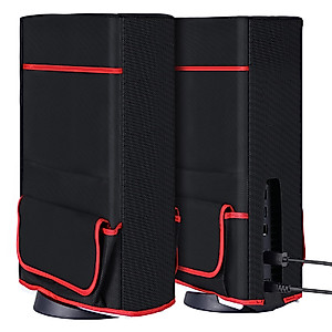 TiMOVO Dust Cover for PS5 Console, Soft Lining Dust Guard for Playstation 5 Console Digital Edition & Regular Edition, Waterproof Protective Sleeve with Game Disc & Controller Storage Pocket, Black