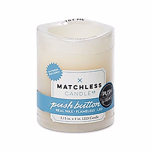 Matchless Pushbutton Pillar Flameless Flickering Candle (3.15 x 4 inch)