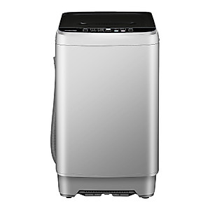 EUASOO 15.6lbs Full-Automatic Washing Machine, Portable Compact Laundry Washer with Drain Pump, 10 Programs 8 Water Levels with LED Display for RV, Camping, Apartment, Dorm, Dark-Grey