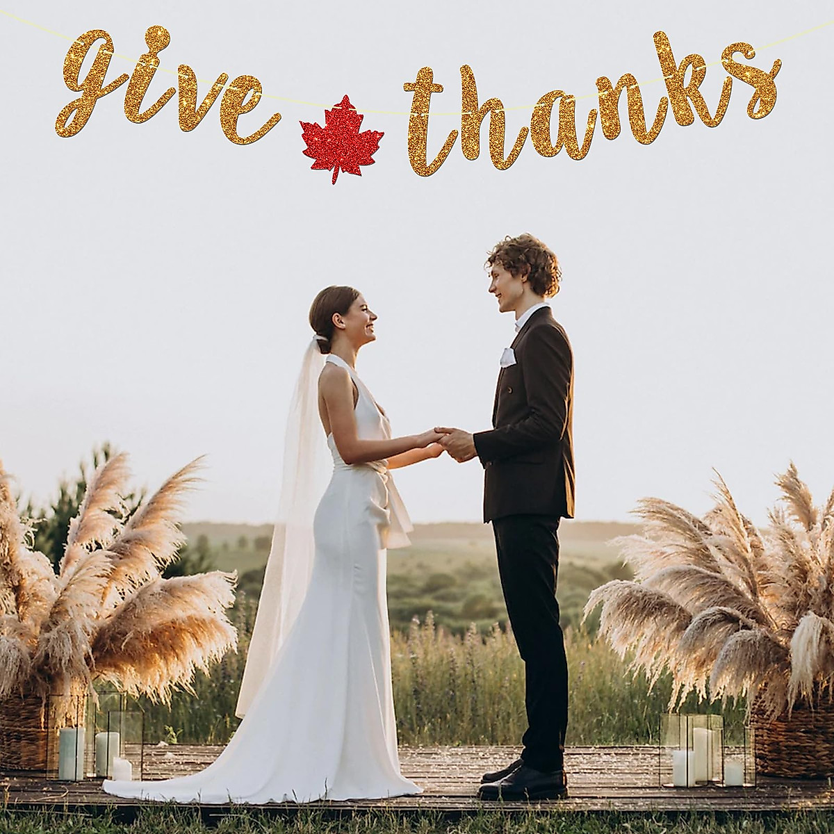 Rose Gold Give Thanks Banner - Thanksgiving Party Decoration - Thanksgiving Sign - Thanksgiving Home Decoration