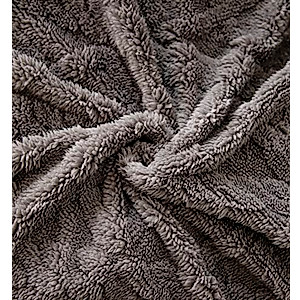 Thick Sherpa Throw Blanket Fleece Plush Blanket for Couch Sofa Boho Pattern Soft Warm Blanket for Winter,Gray,60“x80