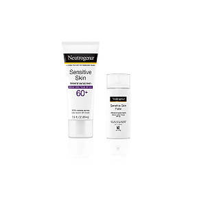 Neutrogena Sensitive Skin Mineral Sunscreen Lotion with Broad Spectrum SPF 60+ & Zinc Oxide, Water-Resistant, Hypoallergenic, Fragrance- & Oil-Free Gentle Sunscreen Formula, 3 fl. oz
