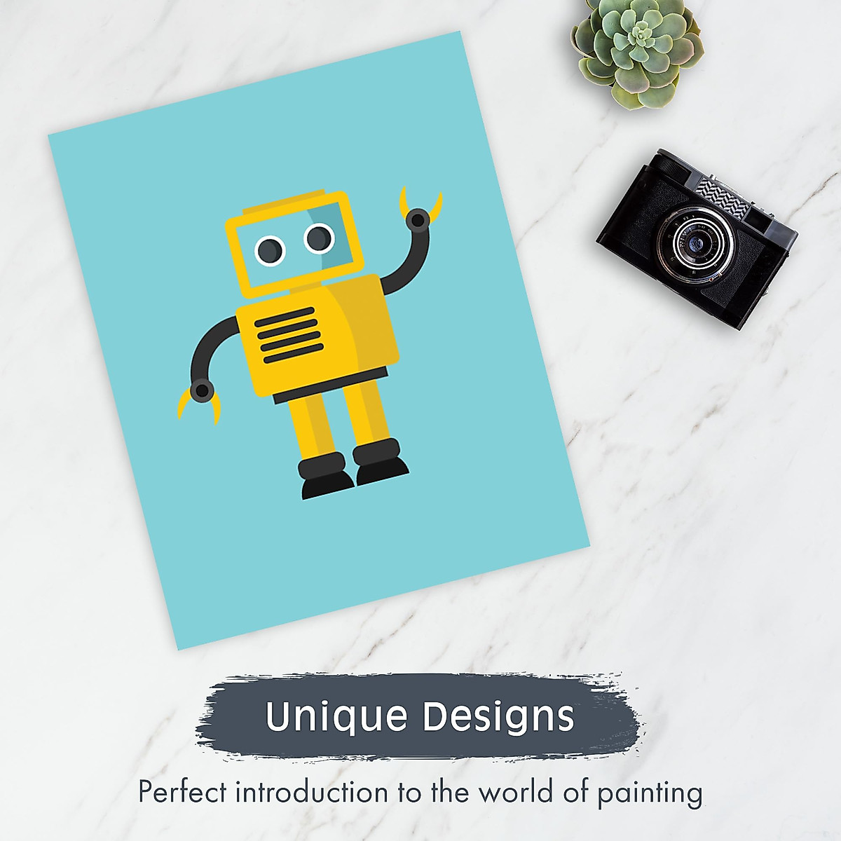 Pink Picasso Kits Paint by Number for Kids Ages 5-12 | DIY 8x10 Beginners Kids Paint Set Color by Numbers Canvas Painting Kits | As Seen On Shark Tank & Oprah's Favorite Thing| (Robot)