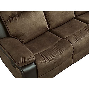 Signature Design by Ashley Woodsway Traditional Pull Tab Reclining Loveseat, Brown