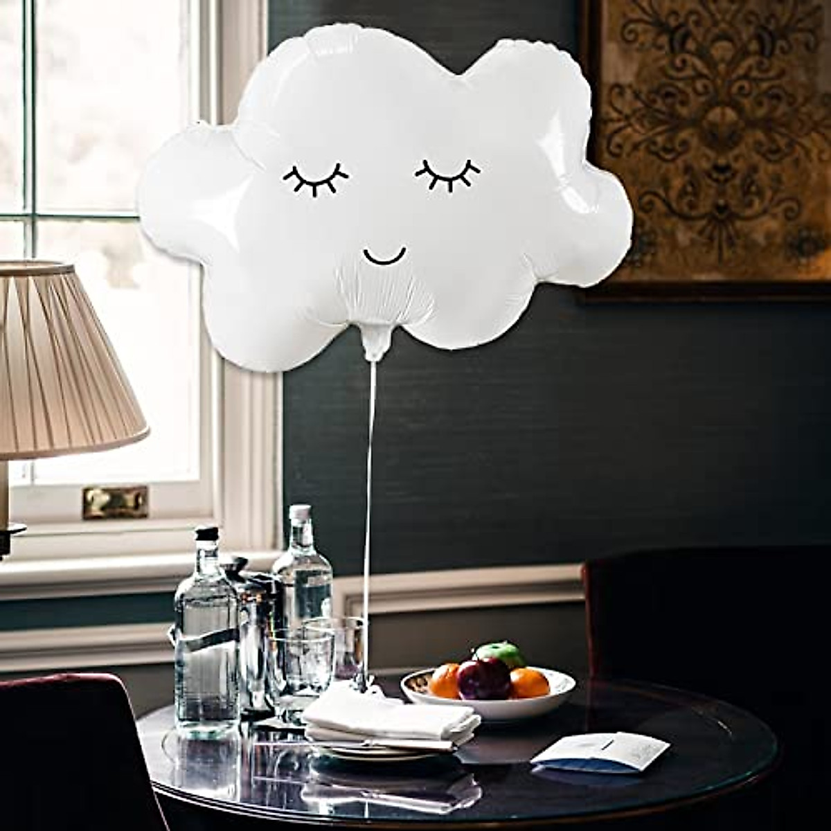 4 Pieces White Cloud Mylar Foil Balloons Smiling Face Balloons Party Supplies for Baby Shower Themed Party Wedding Engagement Decorations