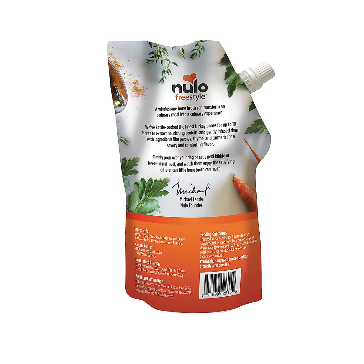 Nulo Freestyle Bone Broth, Premium Food Topper for Cats and Dogs, with Collagen and Chondroitin Sulfate to Help Boost The Quality of Your Pet’s Coat and Skin, 20 FL Oz Pouch