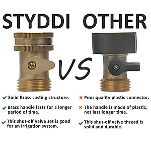 STYDDI Garden Hose Inline Shut Off Valve, Solid Brass Hose Shut-Off Ball Valve Connector Coupling, Hose Connector with ShutOff Valve, 2 Set with 4 Hose Washer