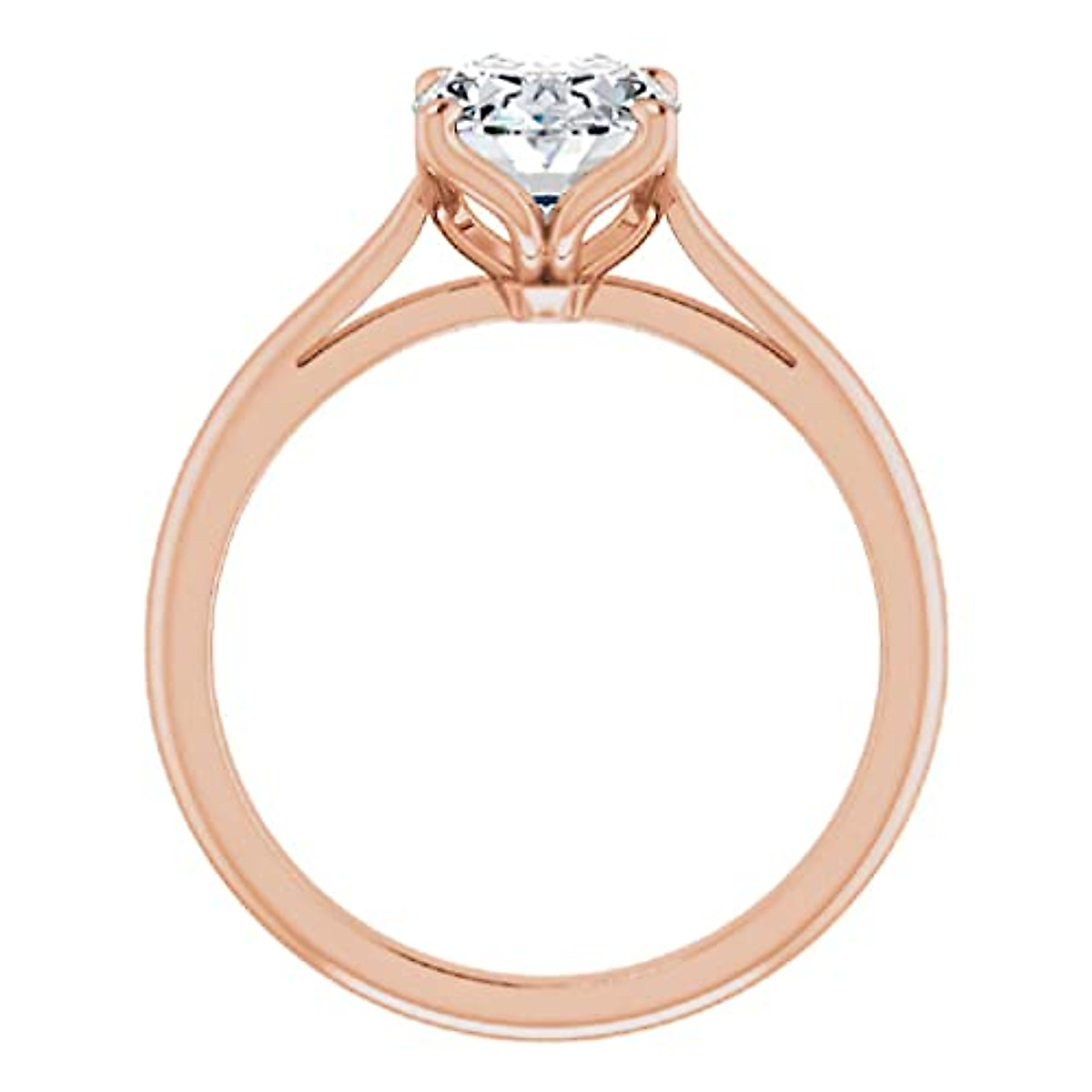 10K Solid Rose Gold Handmade Engagement Rings 1.0 CT Oval Cut Moissanite Diamond Solitaire Wedding/Bridal Ring Set for Women/Her Propose Ring (8.5)