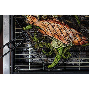 Charcoal Companion CC3150 Flexi Non-Stick Basket with Folding Handle for Easier Storage, Perfect for Grilling Fish, Steaks & More