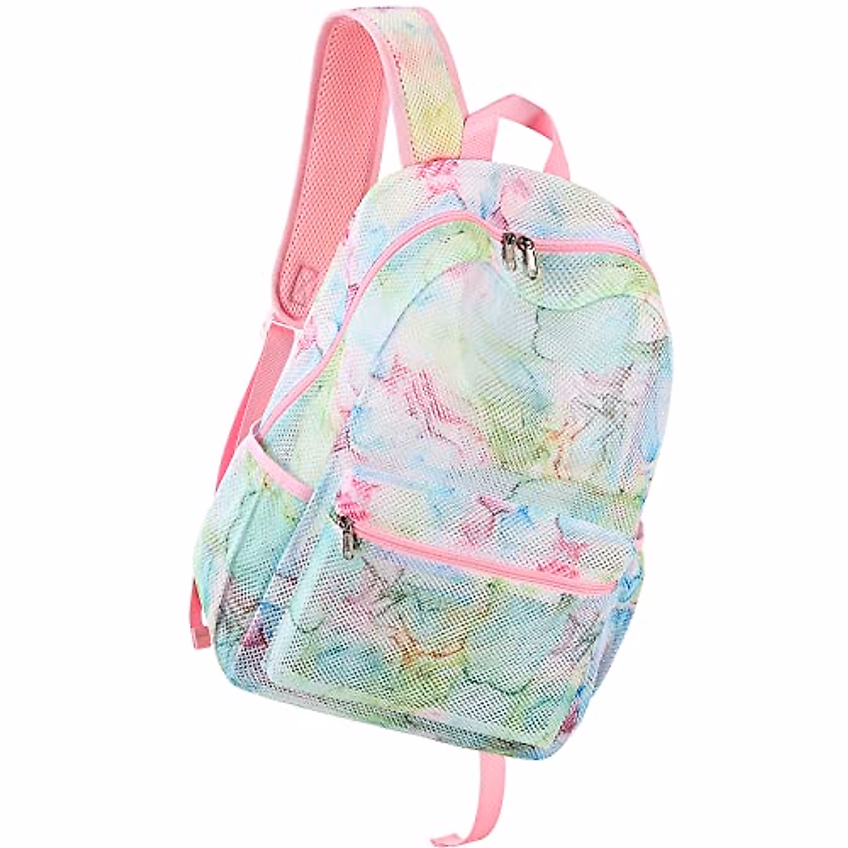 CAMTOP Mesh Backpack for Kids Girls Semi-TransparentSee Through Sturdy School Bookbag Casual Daypack for Beach Swim Work Gym(Marble68)