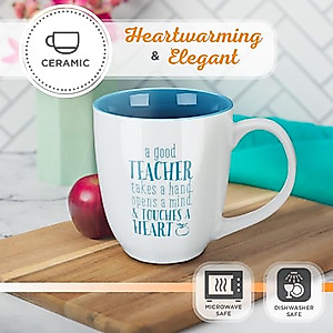 Christian Art Gifts Ceramic 14 oz Coffee Mug Microwave, and Dishwasher Safe Inspirational Bible Verse Mug for Teachers: Touches a Heart - 1 Corinthians 16:14 Blue and White Novelty Cup