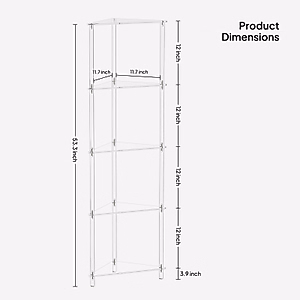 Elgaf Acrylic 5-Tier Corner Shelf Stand - 11.7'' W Corner Display Shelves Storage Shelf for Collectibles, Plants, Books, 11.7’’ D x 11.7'' W x 53.3'' H, Triangle, Clear