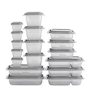 GoodCook EveryWare Set of 17 BPA-Free Plastic Food Storage Containers with Lids (34 Pieces Total), Clear/Grey