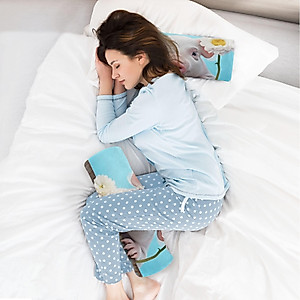 Cute Baby Pig Neck Roll Pillow for Neck Relief with Removable Washable Cover - Memory Foam Round Cylinder Bolster, Ergonomically Designed for Head, Neck, Back, and Legs