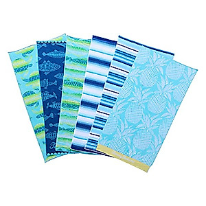 Tommy Bahama - Beach Towel Set, Soft Cotton Terry Beach Essentials, Highly Absorbent & Fade Resistant (Ombre Fish/Ombre Turtle Green, 2 Piece)