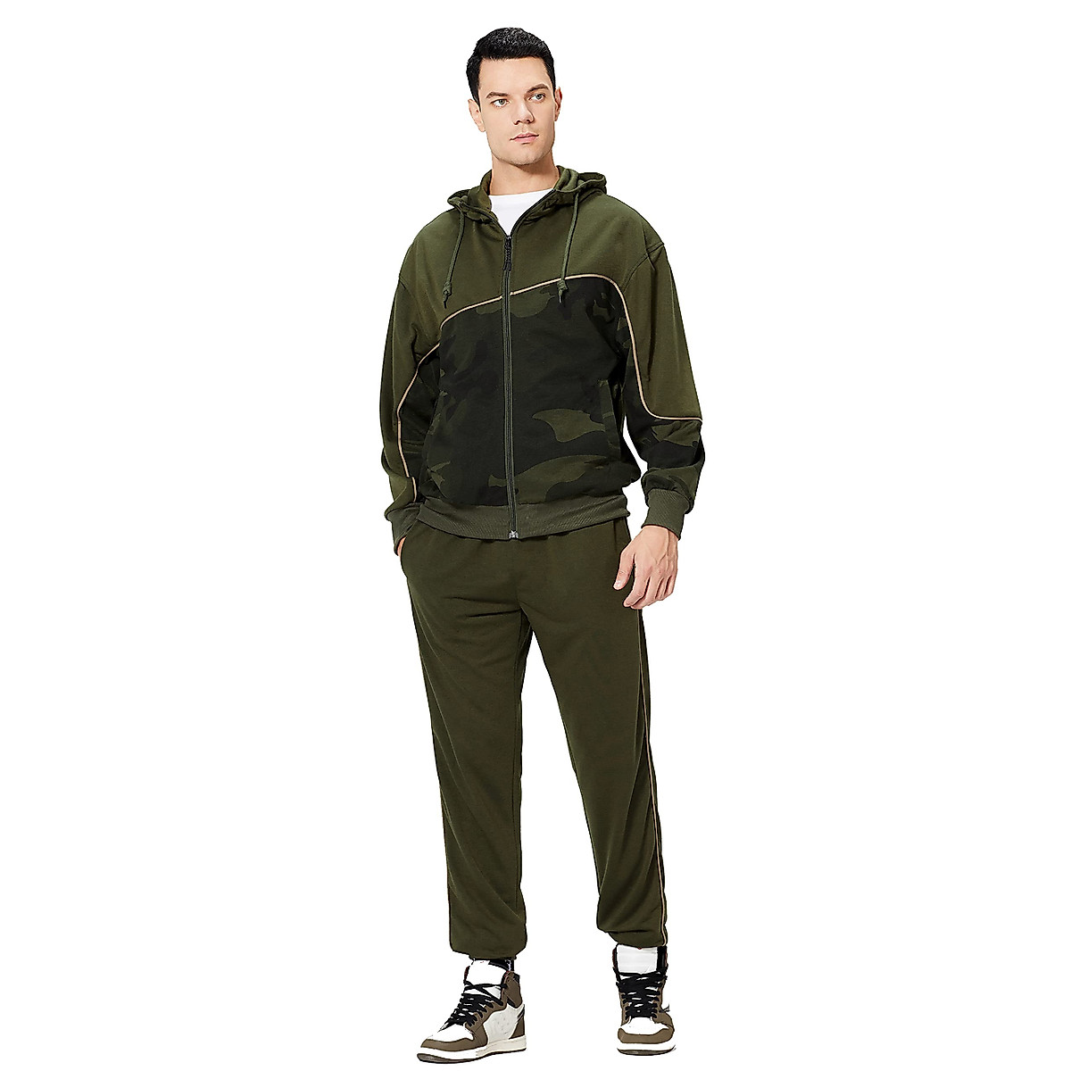 RPOVIG Men's Track Suits, 2 Pack Sweatsuits Outfits Full Zip Jackets Athletic Pants for Jogging Gym Workout