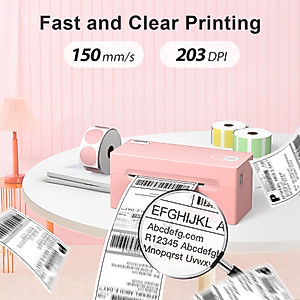 SWIFINT Bluetooth Thermal Shipping Label Printer, 4x6 Wireless Thermal Label Printer for Shipping Packages, Compatibel with Android, iPhone and Windows, Widely Used for Amazon, Pink, 1 Count