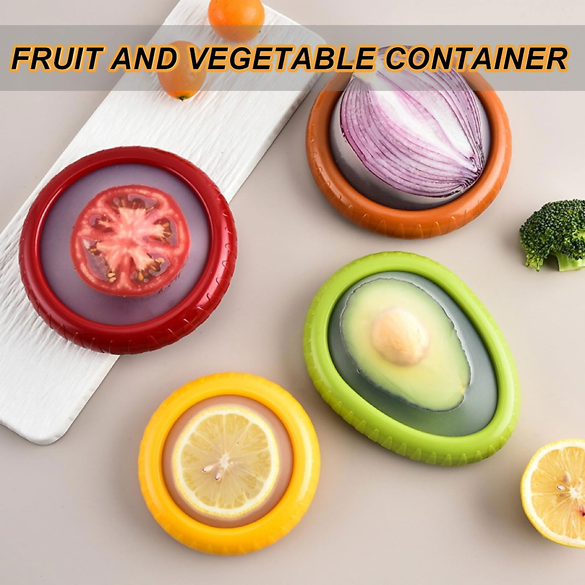 Generic Silicone Fruit Storage Box - Beautiful Fruit And Vegetable Anti-Oxidation Storage Box, Silicone Fruit and Vegetable Storage Containers Set for Fridge Keep Fresh (4 Pack)