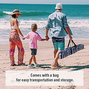 Qipi Beach Cabana - Easy to Set Up Canopy, Waterproof, Portable 6' x 6' Beach Shelter, Included Side Wall, Shade with UPF 50+ UV Protection, Ultimate Sun Umbrella - for Kids, Family - Sailor Stripes