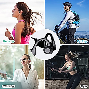 Open Ear Air Conduction Bluetooth Headphones, AOCOAKW Ear Hook Wireless Sports Earphones with Mic Lightweight 5 Hrs Playtime for Workouts, Running, Cycling, Gyming