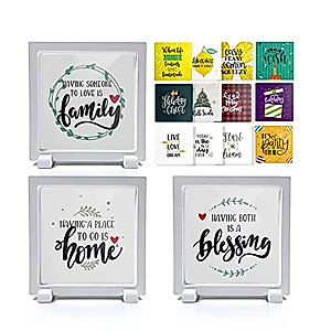 WINZEO 3PCS Picture Frame Set for Holiday & Daily Decorations - 36 Interchangeable Farmhouse Tiered Tray Signs Decor,Table Shelf Anniversary Bedroom Office Decor, Happy Valentine's Day,Housewarming Gifts (White)