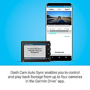 Garmin Dash Cam 66W, Extra-Wide 180-Degree Field of View In 1440P HD, 2" LCD Screen and Voice Control, Very Compact with Automatic Incident Detection and Recording , Black