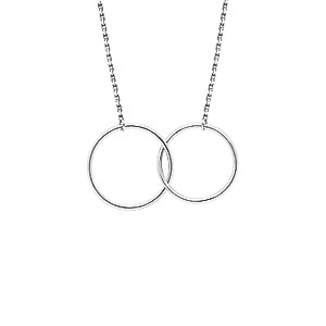 Linked Circles Necklace For Women With Happy 21st Birthday Greeting Card by Ginger Lyne | Sterling Silver Pendant and Chain with Message Card In Logo Black Box | Gifts for Birthday