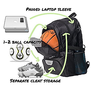 Athletico National Soccer Bag - Backpack for Soccer, Basketball & Football Includes Separate Cleat and Ball Holder (Black)