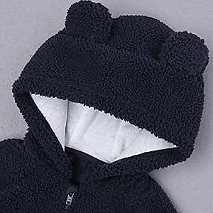 Infant Baby Girls Boys Fleece Hoodie Jacket Coat Winter Warm Cardigan with Ears (3-6 Months, Navy Blue)