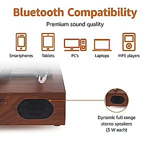 Amazon Basics Turntable Record Player with Built-in Speakers and Bluetooth, Desktop, Black