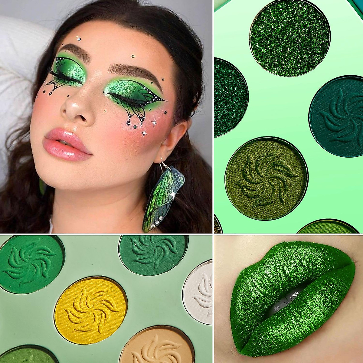 DE'LANCI Avocado Green Eyeshadow Palette 15 Colors, Highly Pigmented Eyeshadow Pallete Matte Shimmer Glitter Eye Shade Grinch Makeup, Long Wear Cruelty Free Nude Yellow Emerald Green Eye Shadow Pallet