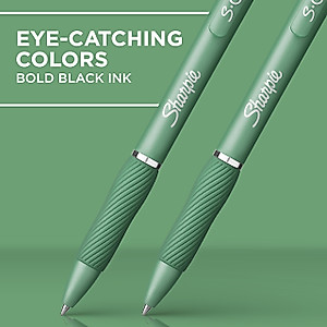 SHARPIE S-Gel, Gel Pens, Drawing Pens, Gel Ink Pens For Journaling, Writing Pens, Coloring Pens, Medium Point Pens (0.7Mm), Green Barrel, Black Ink, 4 Count