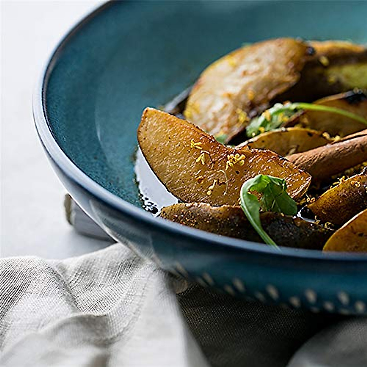 Salad bowl Ceramic Blue Bowl Big Deep Plate Rice Salad Plate Pasta Tapas Ceramic Tableware Soup bowl