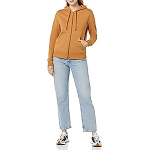 Amazon Essentials Women's French Terry Fleece Full-Zip Hoodie (Available in Plus Size), Dark Camel, Medium