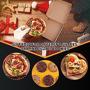 Roshtia 100 Pack Kraft Mini Pizza Boxes Party Small Pizza Boxes 5.25 x 5.25 Square Pizza Party Favors Boxes Take out Containers Gift Packing Boxes for Pizza, Cake, Cookies, Food