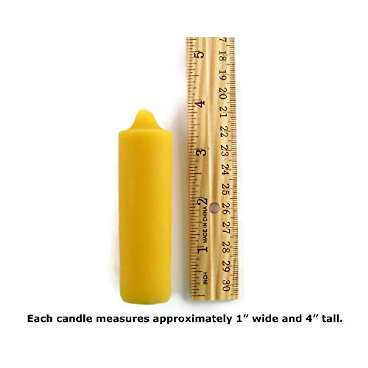 Eight (8) Hand Poured Solid Beeswax Candles in Natural - Each Candle Measures Approximately 1" x 4" - 100% Beeswax Candles by Toadily Handmade - Made in The USA