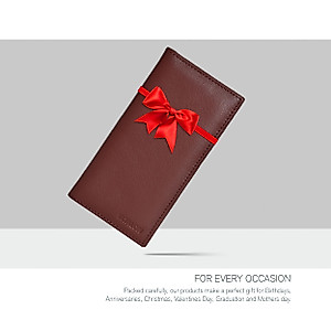 ESTALON Leather Checkbook Cover for Men & Women - Duplicate Checks - RFID Blocking - Slim Wallet with 5 Card Holder Slots - Personal & Business Checks - Standard Register - Gifts for Him, Her