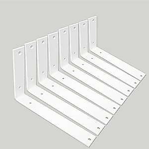 Shelf Brackets 10 Inch Wall Brackets L Brackets 8PCS Heavy Duty Brackets for Shelves Metal White Rustic Industrial Brackets for DIY Opening Shelves Project Hardware Included