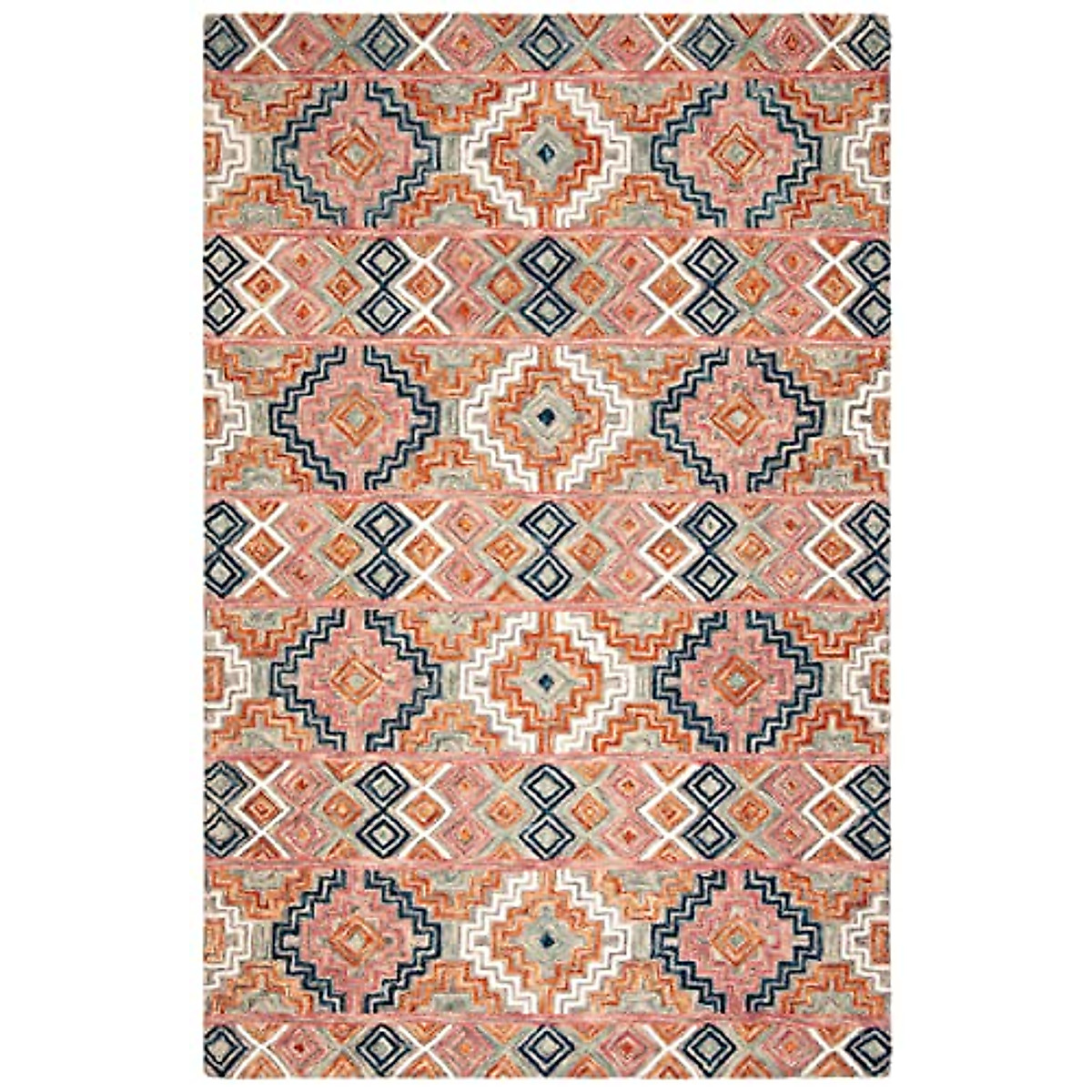SAFAVIEH Aspen Collection 5' x 8' Orange / Fuchsia APN279P Handmade Boho Wool Area Rug
