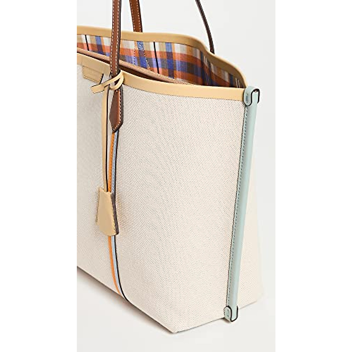 Tory Burch Women's Perry Canvas Triple Compartment Tote, Natural, Off White, One Size
