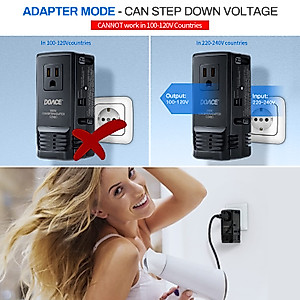 DOACE C8 2000W Travel Voltage Converter 220V to 110V for Hair Dryer Steam Iron, 8A Universal Power Adapter with All in One UK/AU/US/EU Worldwide Plug Wall Charger for Laptop Tablet Camera Cell Phone
