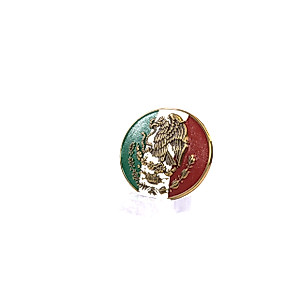 ARIAT Antique Gold Oval Buckle with Mexican Flag Colors and Gold Eagle Motif, Smooth Edge, 3-3/4" x 2-7/8"