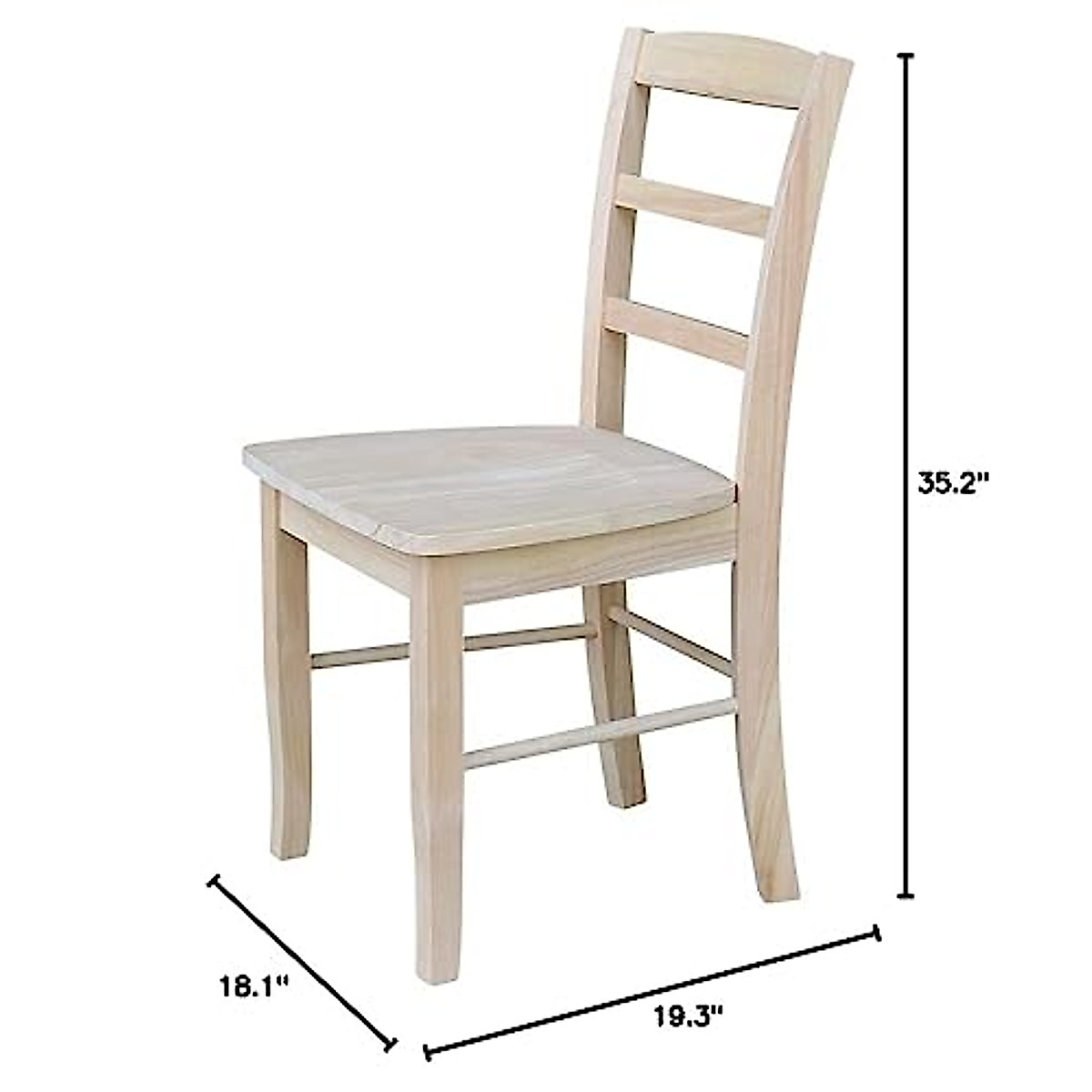 International Concepts Set of Two Madrid Chairs, Wood, Unfinished